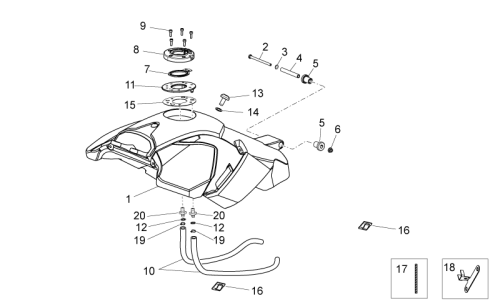 Ρεζερβουάρ βενζίνης για Dorsoduro 750 e3 abs-noabs 2008-2016 (emea ...